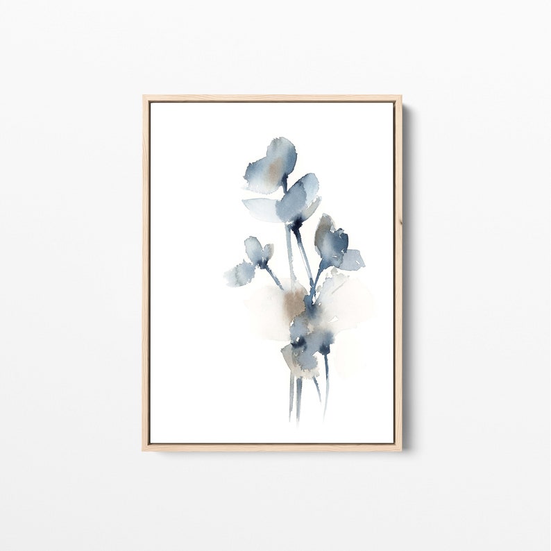 Blue Flowers Art Print Abstract Botanical Watercolor - Etsy