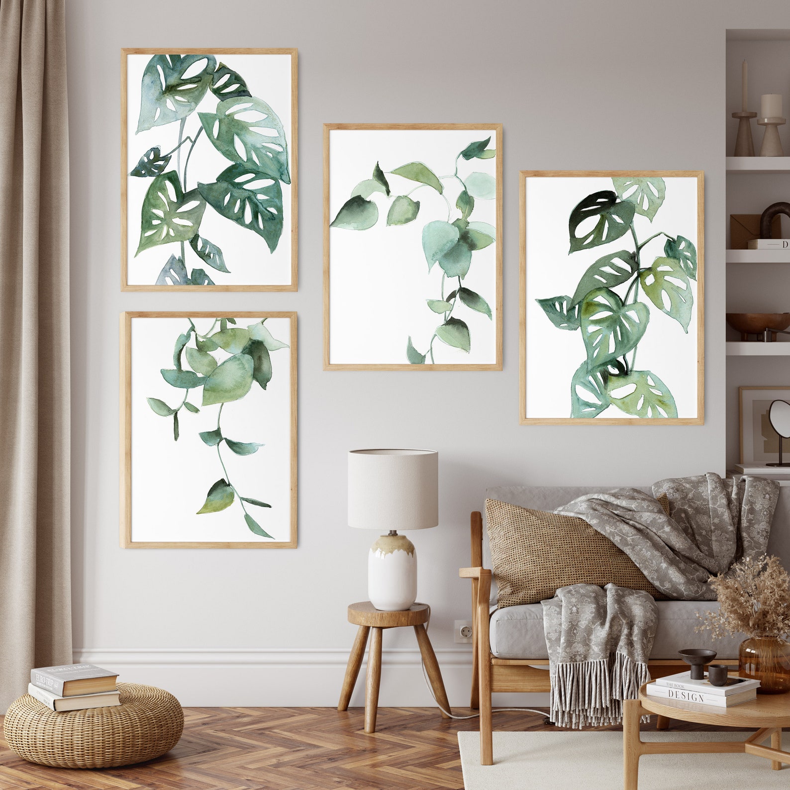 Green Leaf Painting 4 Art Prints Gallery Wall Botanical - Etsy