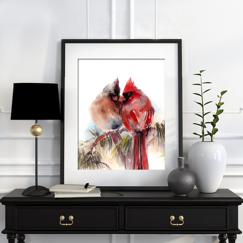 Cardinal Painting Cardinal Birds Wall Fine Art Print - Etsy