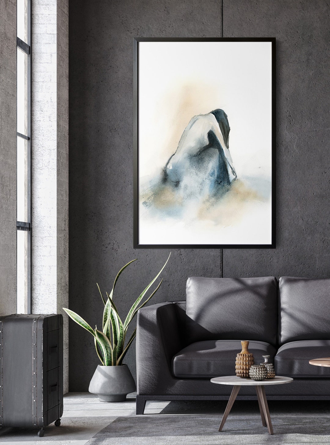 Abstract Woman Figure Canvas Art Print, Watercolor Painting Art, Fine ...