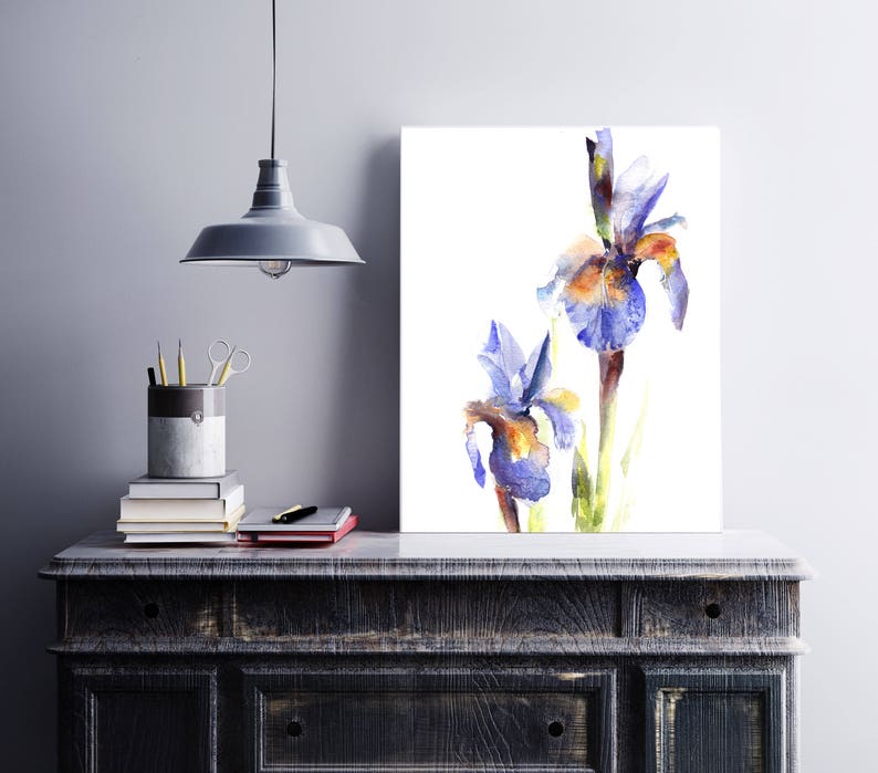 Purple Irises Painting Fine Art Print Watercolor Painting of - Etsy
