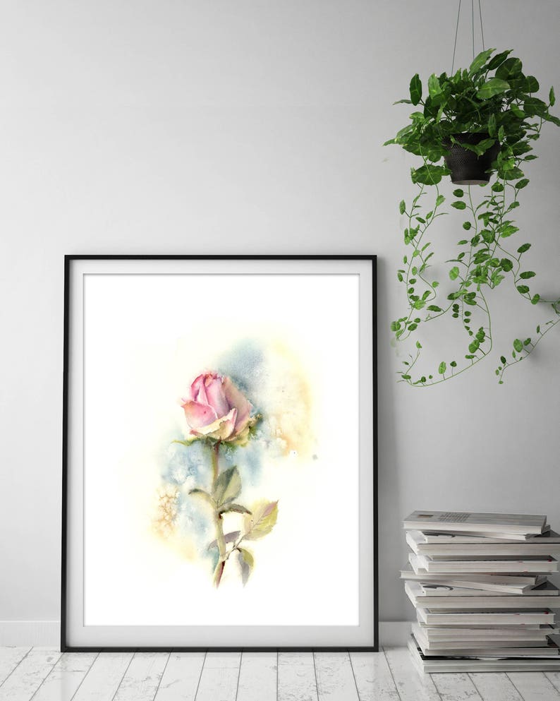 Rose Painting Pink Rose Fine Art Print Pastel Colors Single | Etsy