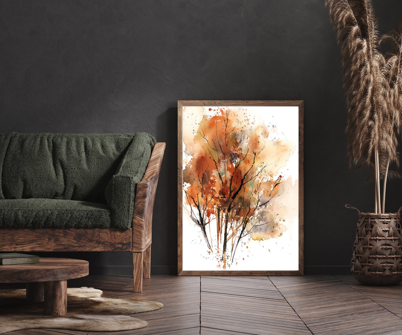 Autumn Trees Burnt Orange Nature Fine Art Print, Abstract Loose Style ...