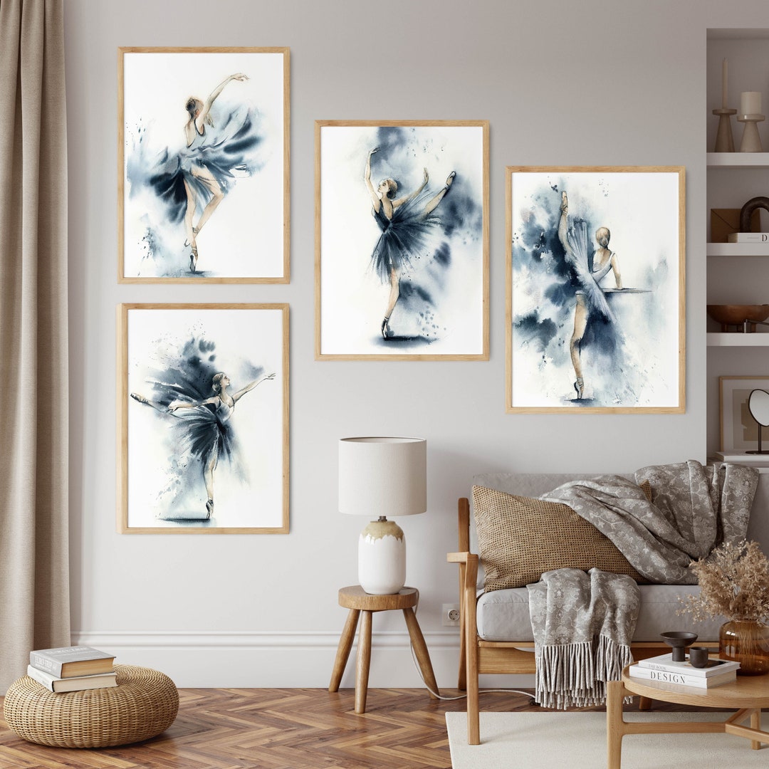 Dance Art, Ballet Art Watercolor Painting, Ballerina Print, Blue Wall ...