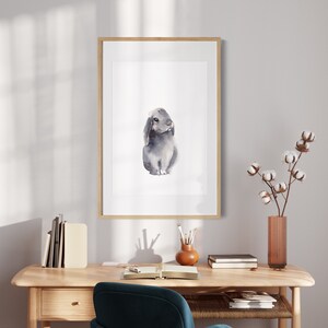 Cute Bunny Wall Print, Bunny Painting, Watercolor Print, Little Grey ...