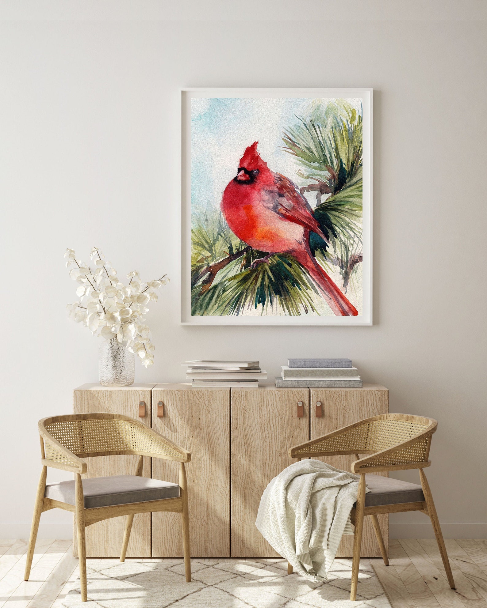 Northern Cardinal Art Bird Watercolor Painting Bird Art - Etsy