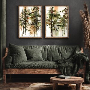 Spruce Trees Wall Prints 2 Pieces Set, Forest Paintings , Nature ...