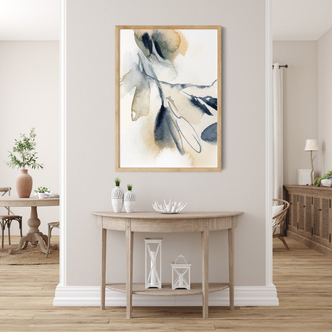 Abstract Blue Fine Art Print, Botanical Abstract Painting, Watercolor ...