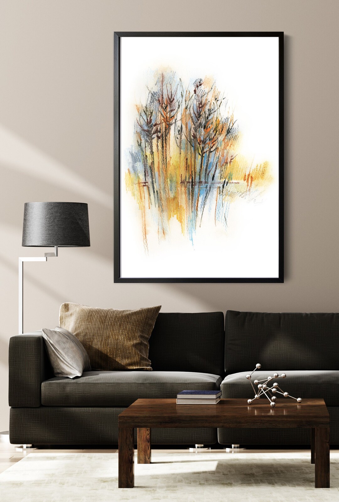 Abstract Forest Print, Landscape Painting, Forest Trees Canvas Print ...