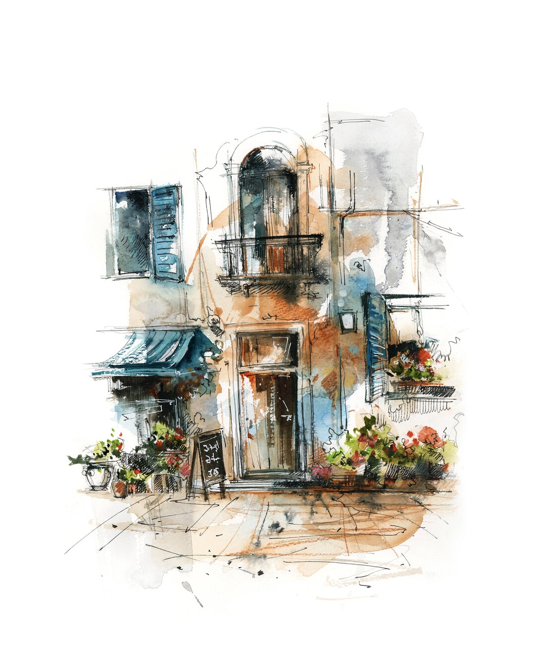 Italian Architecture Art Print, Travel Wall Decor, Watercolor Print ...