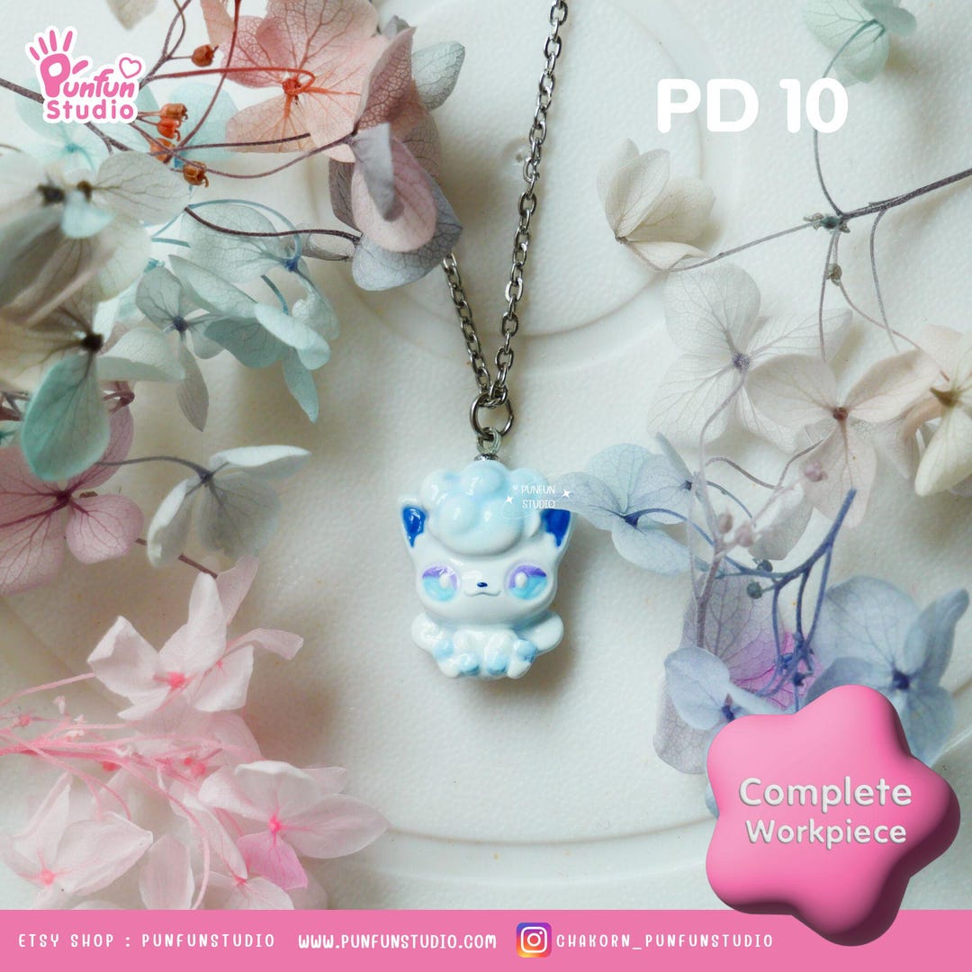 PD 10 Alolan Vulp / Poke Pendant / Resin Hand Painted Pendant With ...
