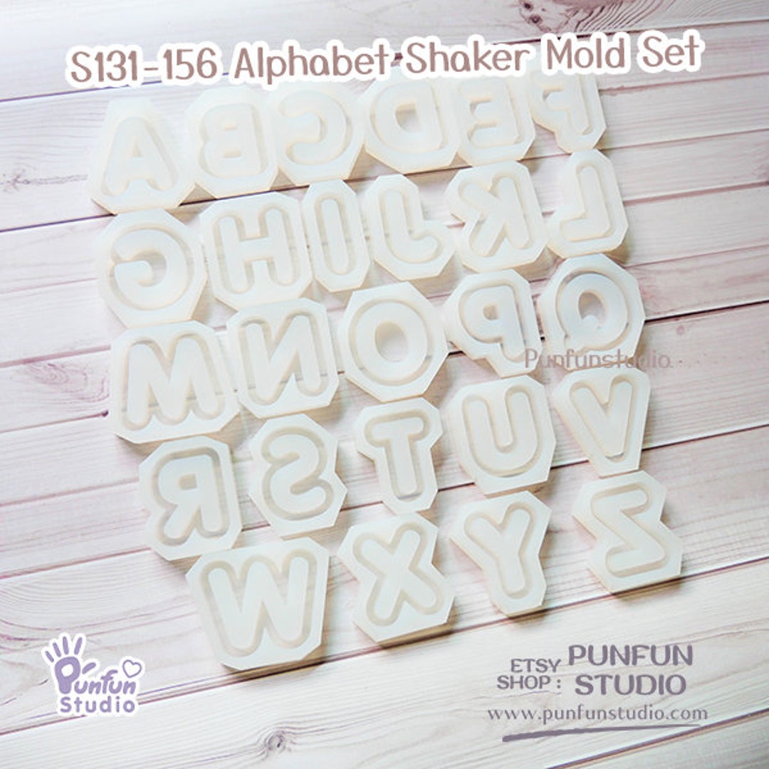 S131-156 Mold Set / Alphabet Shaker Mold / A-Z 26 Pieces / Silicone Mold / Letter Mold ...