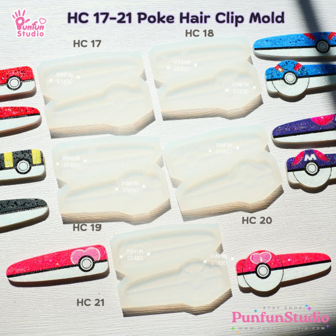 HC 17, 18, 19, 20, 21 Poke Hair Clip Mold / Hair Clip Mold / Pokeball ...