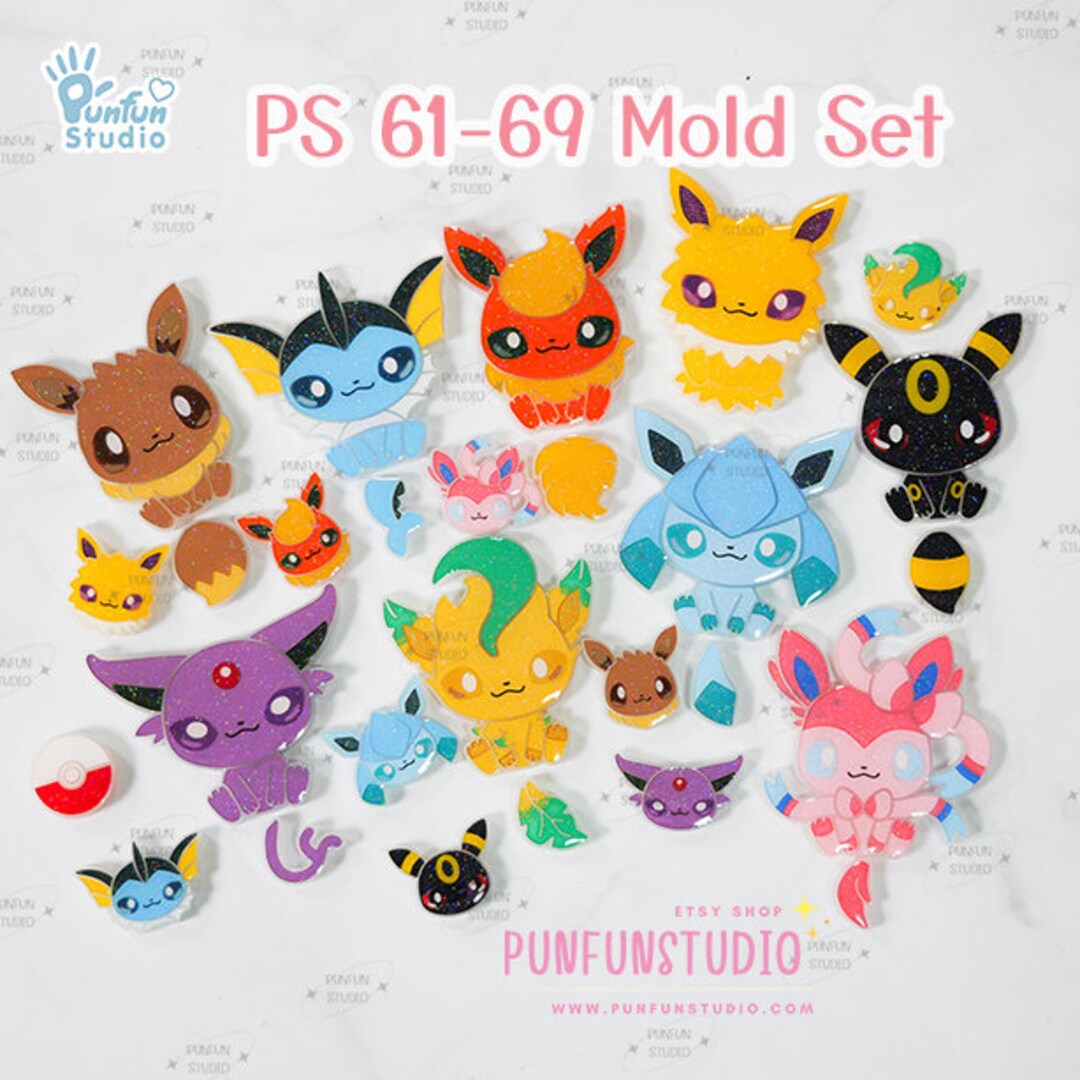 PS 61-69 Eev Evo Mold Set / 9 Molds + Free Keychain Parts / Pokemold ...