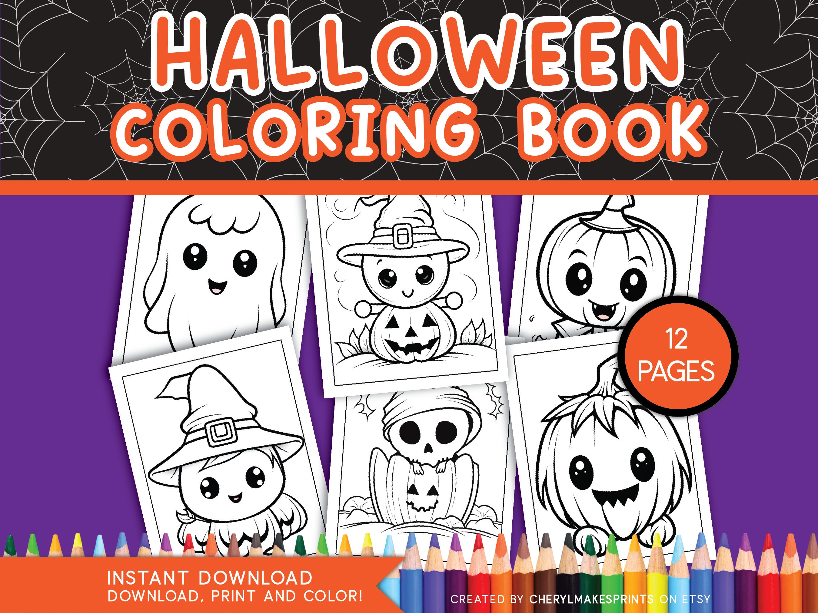 Halloween Coloring Book Printable Halloween Coloring Pages - Etsy