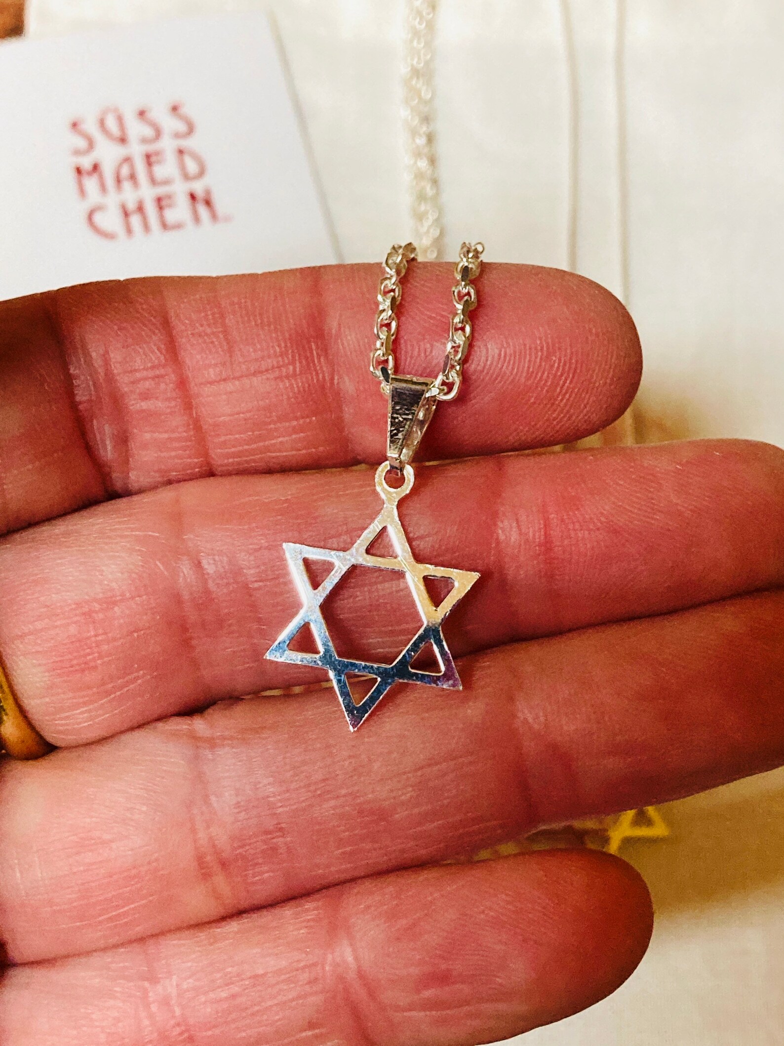 Star of David Necklace Silver Chain 925 Sterling Silver | Etsy