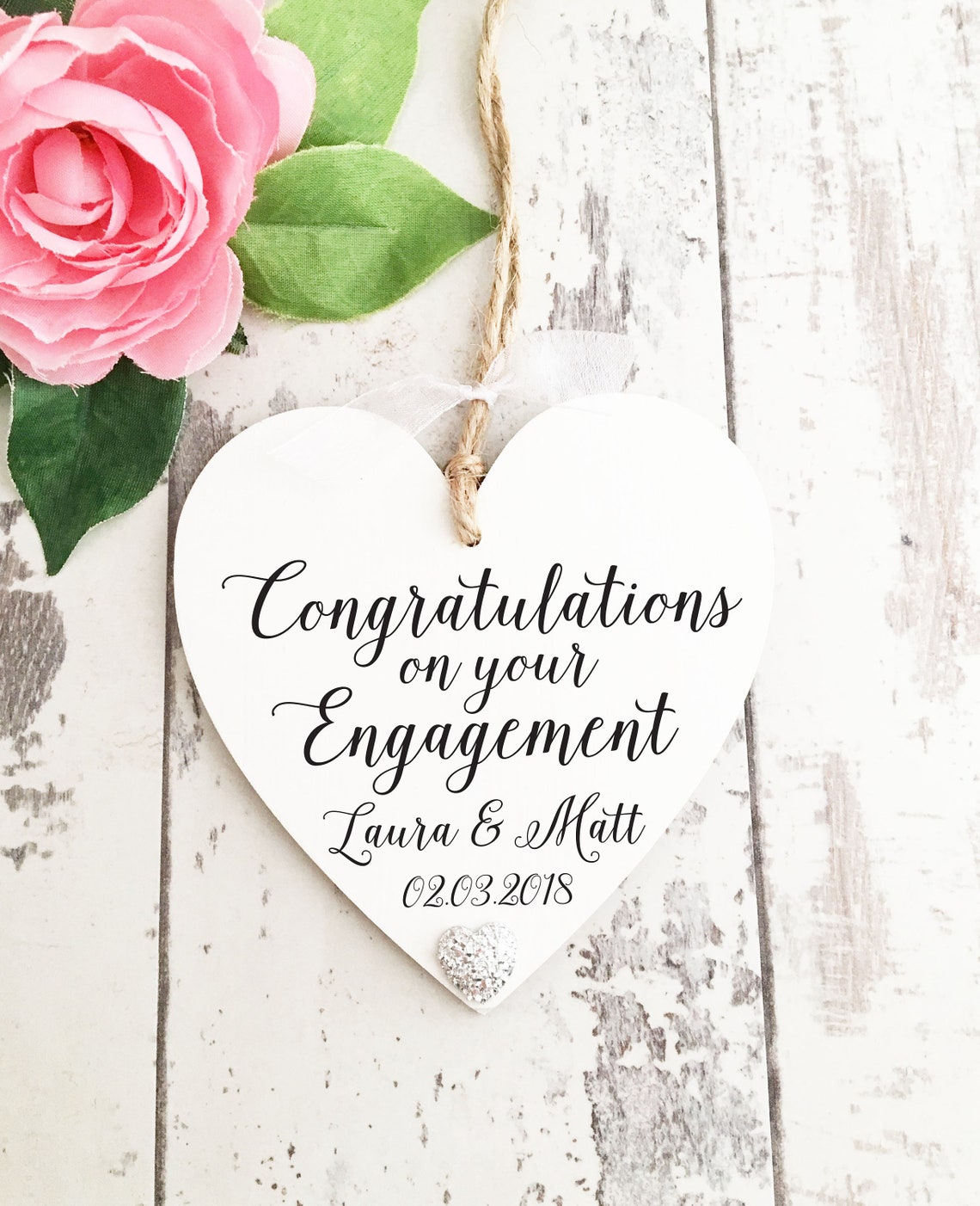 Engagement Gift Engagement Heart Personalized Engagement - Etsy UK
