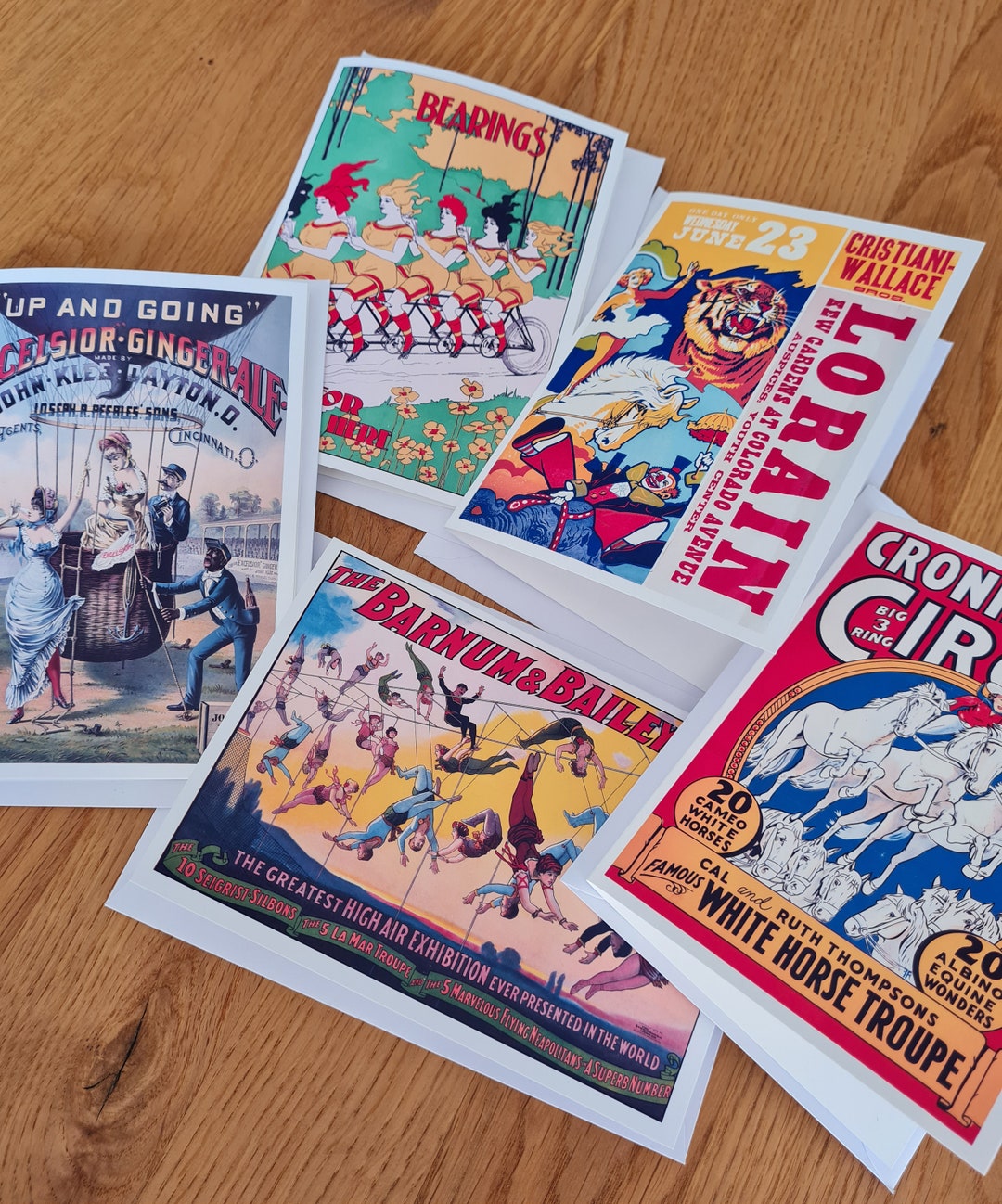 Vintage Circus Themed Note Cards Set of 5 - Etsy