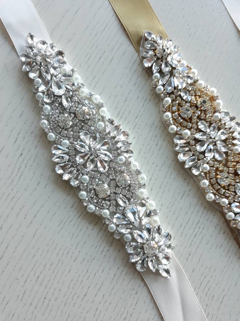 Flower Girl Silver Tone Ivory Cream Champagne Ribbon Sparkly - Etsy