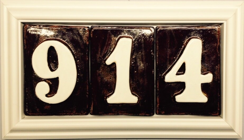 Address Plaque . 3 Number Style. Custom Glazed Tiles. Concealed ...