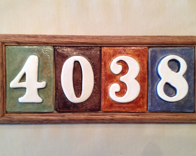 Address Tiles in Oak Frame Plaque, Multiple Color Choices Available ...