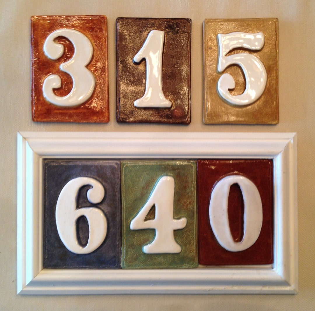 Address Plaque . 3 Number Style. Custom Glazed Tiles. Concealed ...