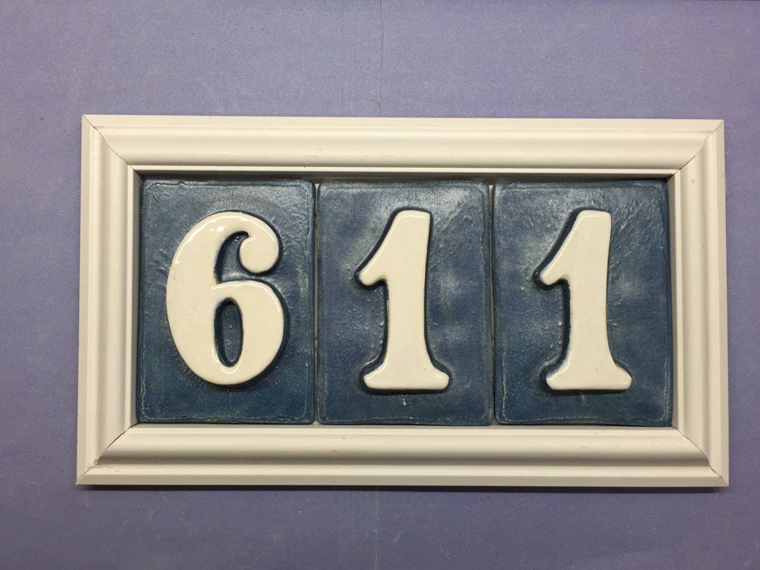 Address Plaque . 3 Number Style. Custom Glazed Tiles. - Etsy