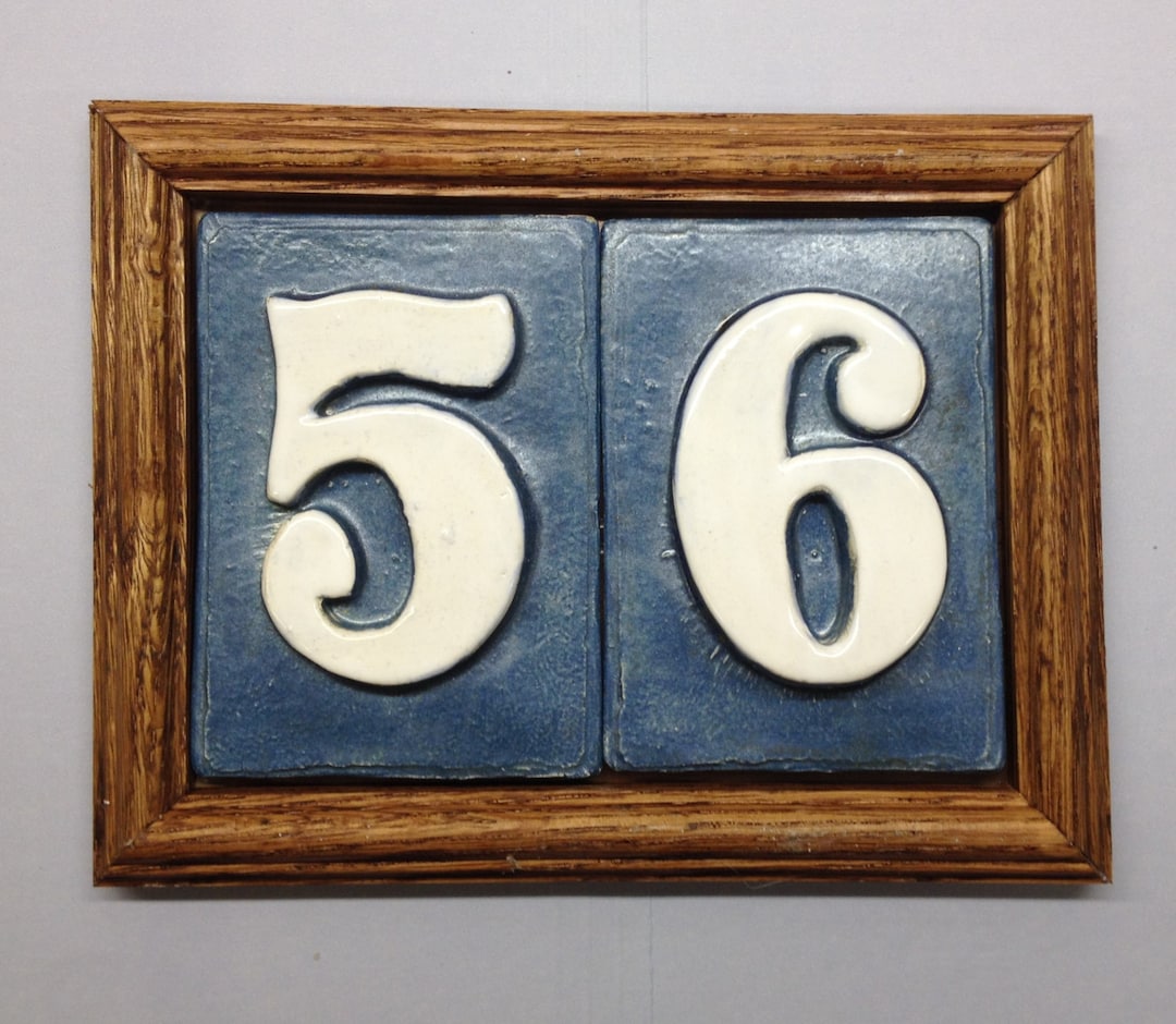 Address Tiles in Oak Frame Plaque, Multiple Color Choices Available ...