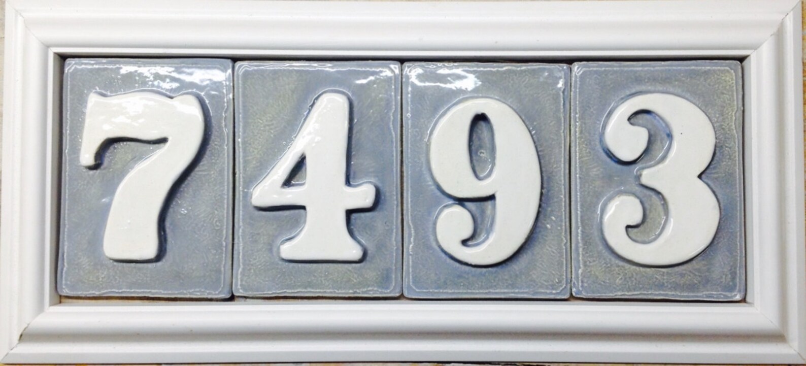 House Address Plaque. Four Number. Weatherproof Pvc With Tiles | Etsy