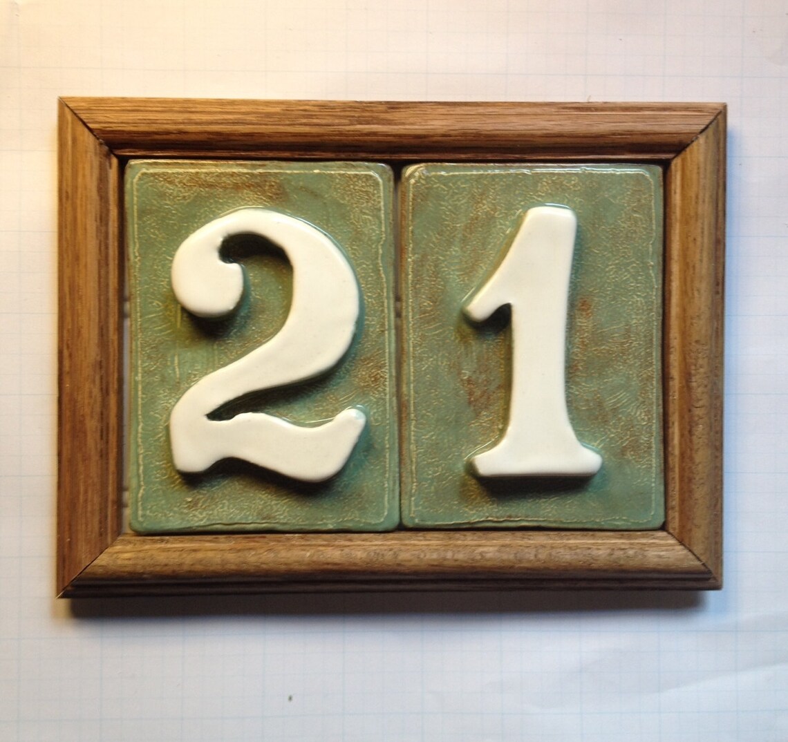 Address Tiles in Oak Frame Plaque, Multiple Color Choices Available ...