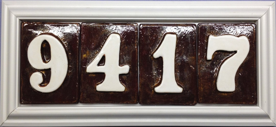 House Address Plaque. Four Number. Weatherproof Pvc With Tiles Included ...