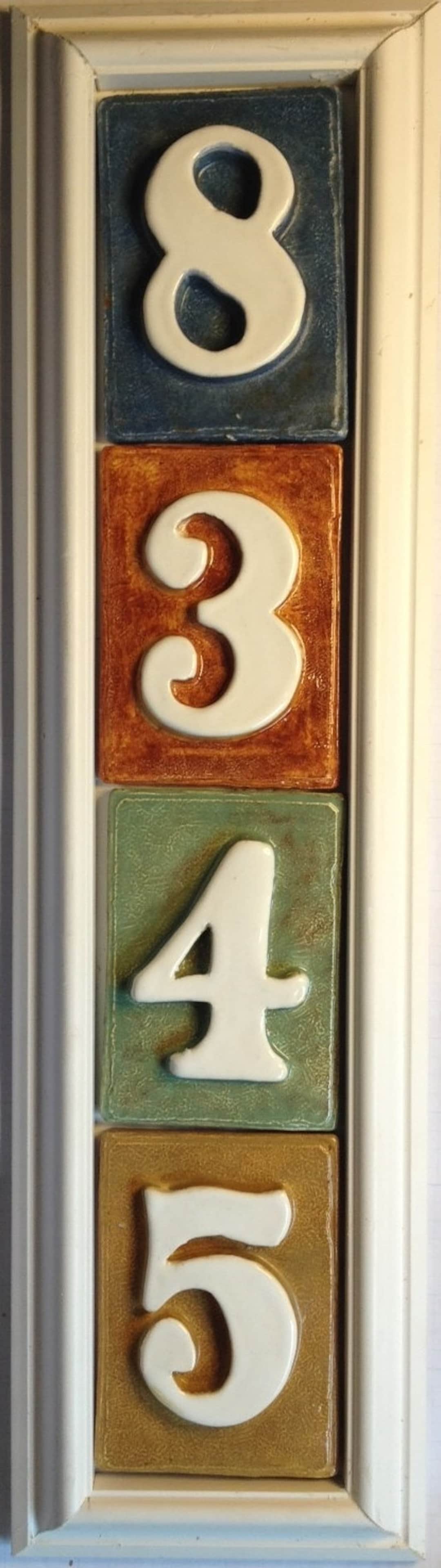 4 Number House or Home Address Plaque With Tiles.. PVC Weatherproof ...