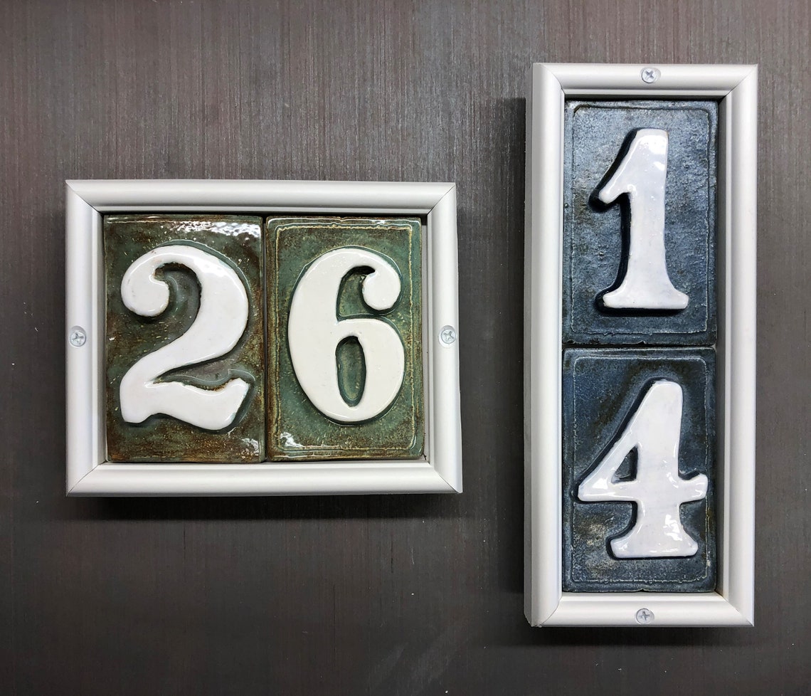Door Number Framed Plaque. Weatherproof Tiles and Backplate. | Etsy
