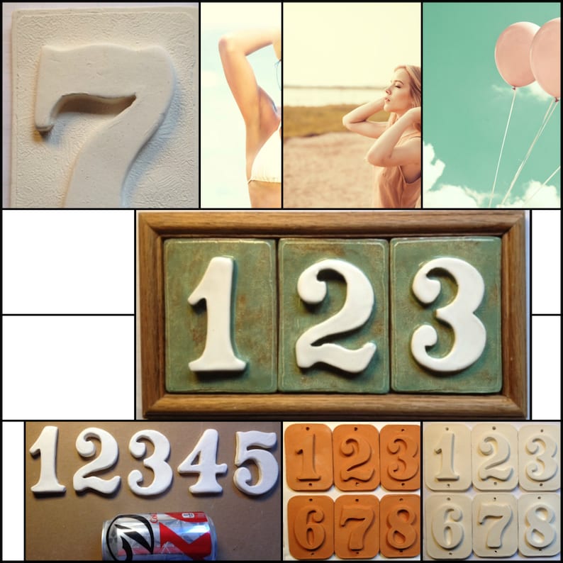 3 Number Tile Address Numbers, Letters, and Plaque Frames, Handmade. 3D ...