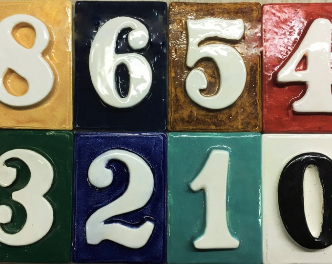 Number Tiles Weatherproof With Without Holes 4 1/2 '' X 3 1/4 '' Glazed ...