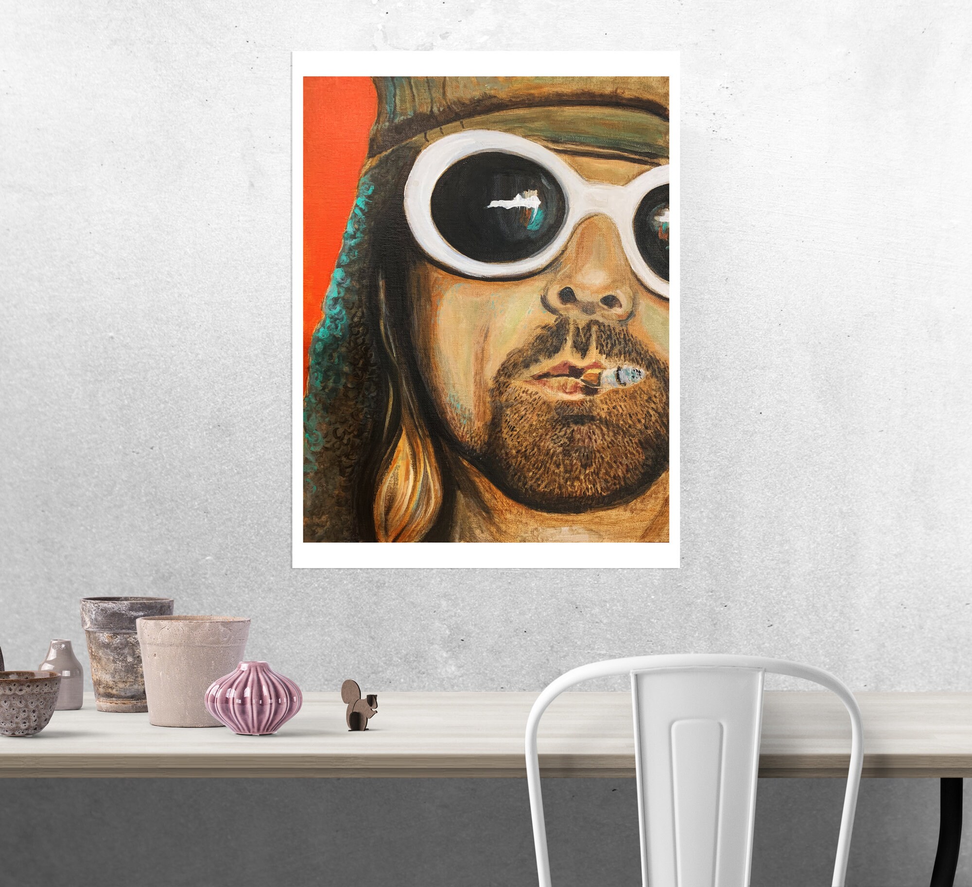 Kurt Cobain Painting, 8x10 Print, Portrait Art, Rock Poster - Etsy