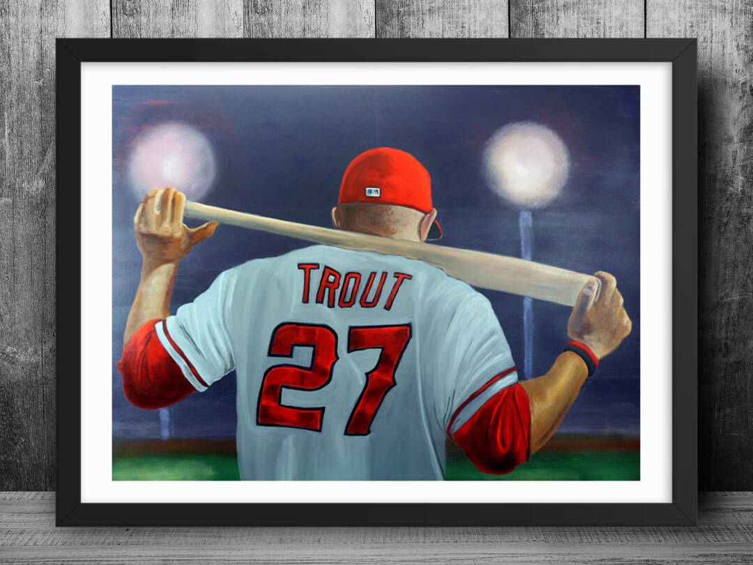 Mike Trout Portrait Poster Print | 24x18 Framed Fine Art Print - Etsy
