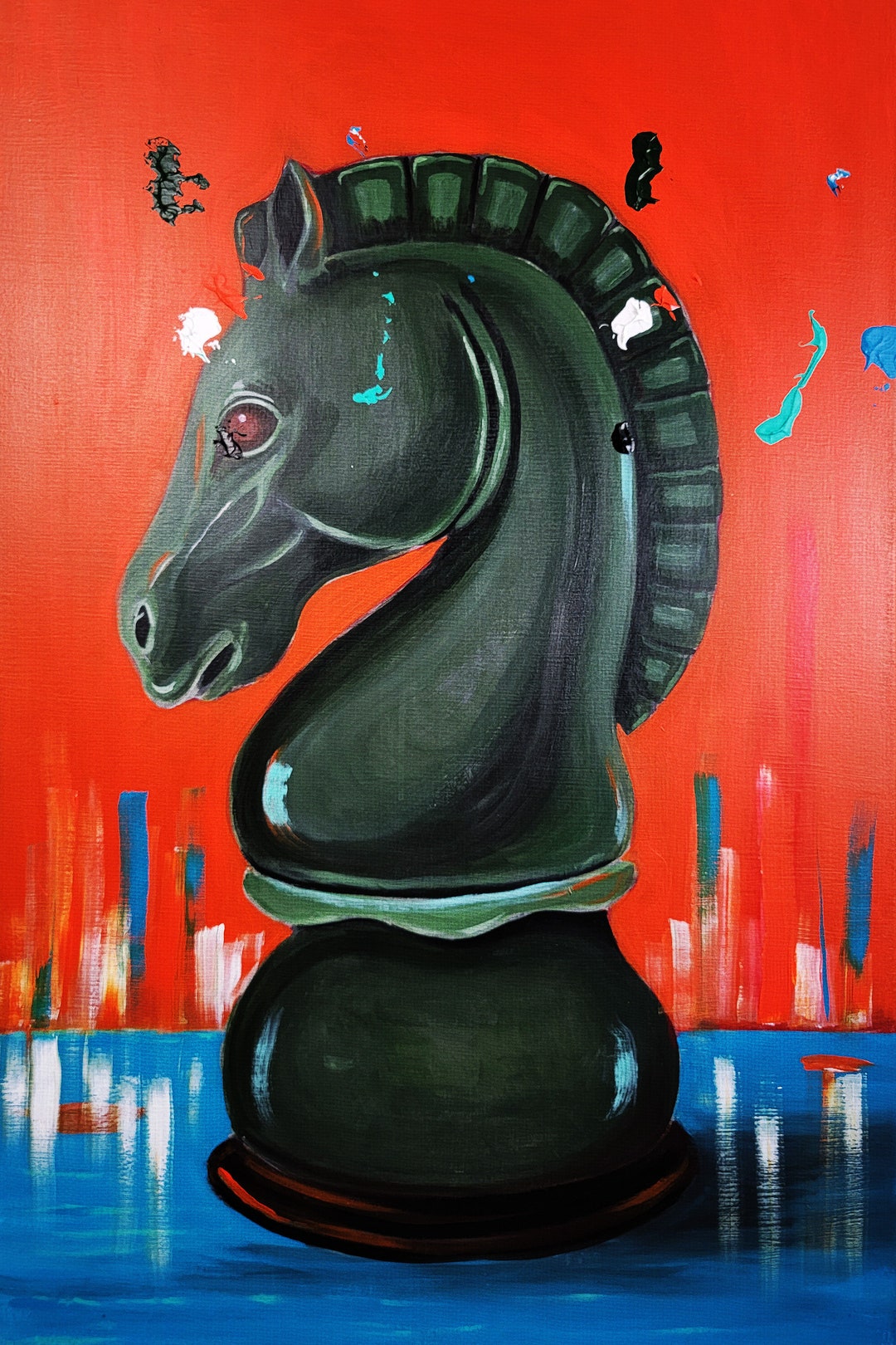 Chess Piece Painting | 24x36 Original Abstract Art by Eric Allen Young ...