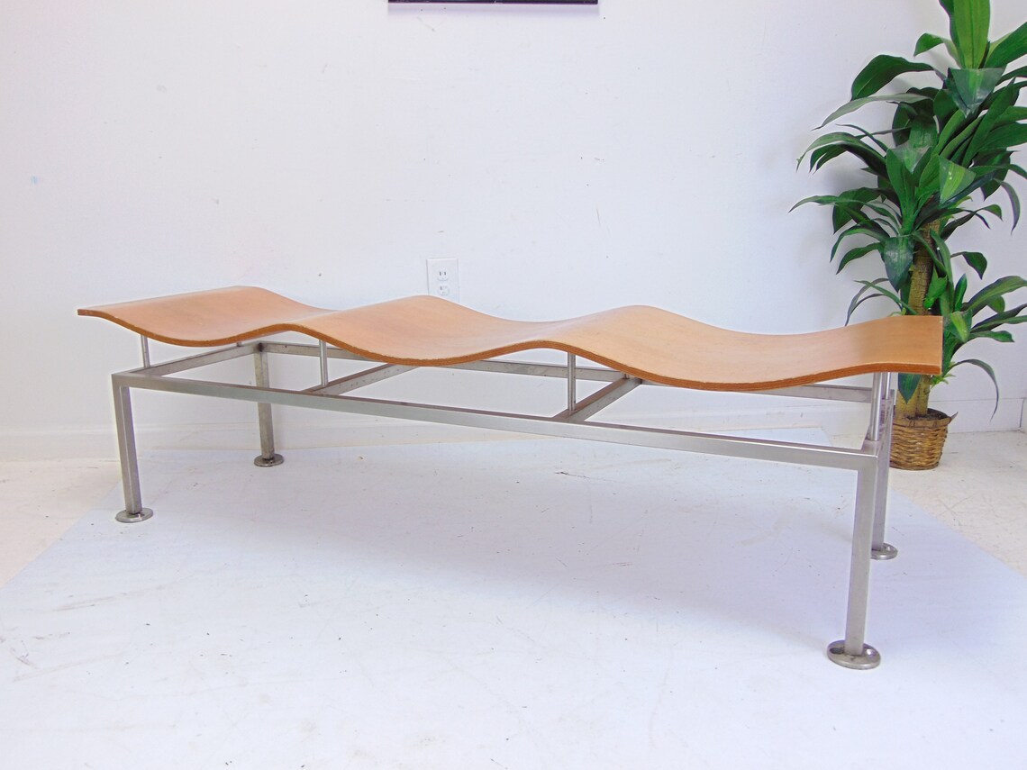 Allermuir Wave Wood Lounge Bench - Etsy