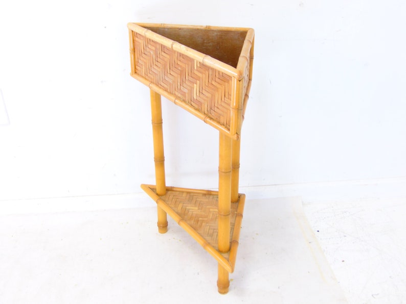 Vintage Mid Century Bamboo Corner Planter - Etsy