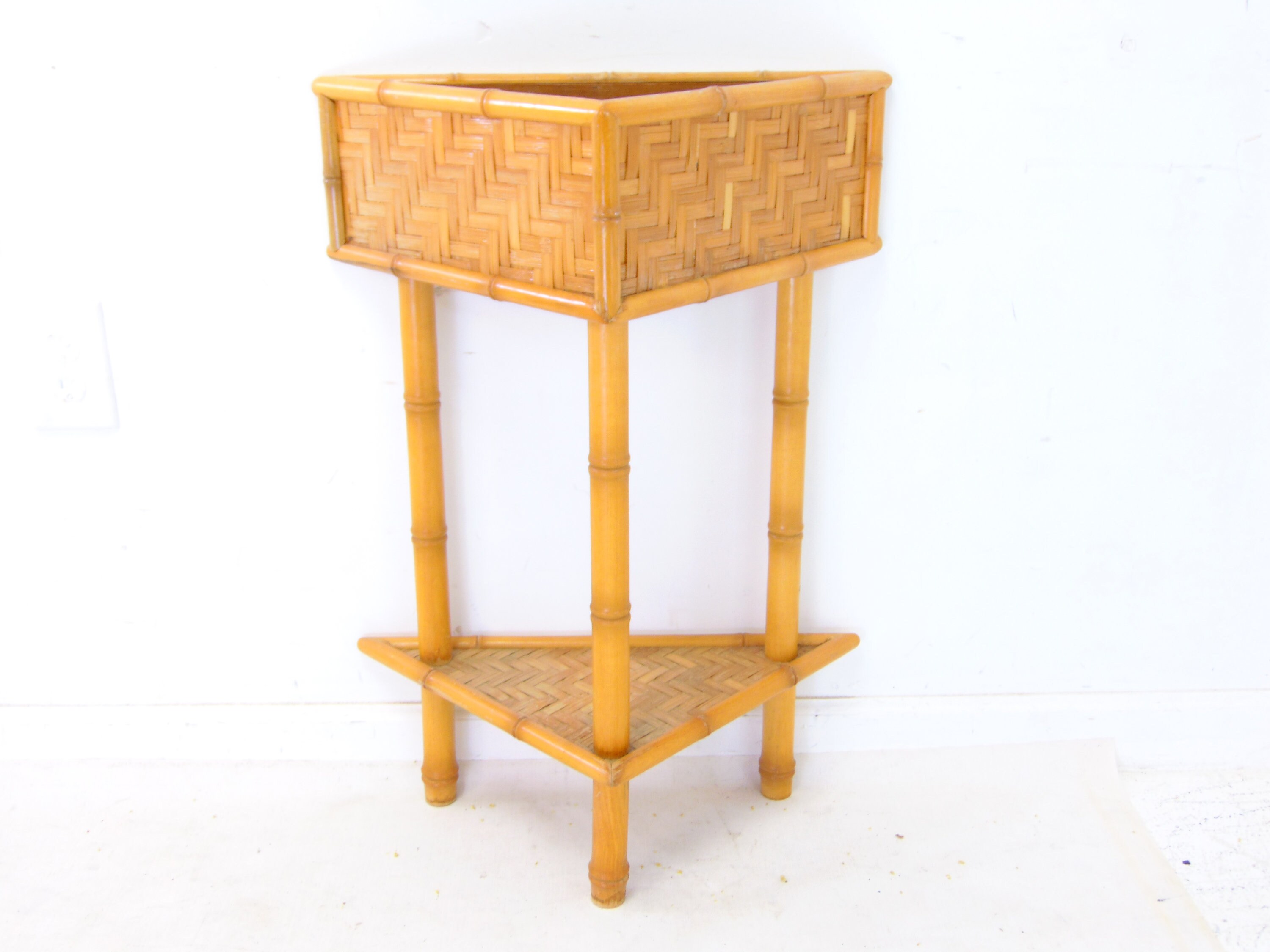 Vintage Mid Century Bamboo Corner Planter - Etsy