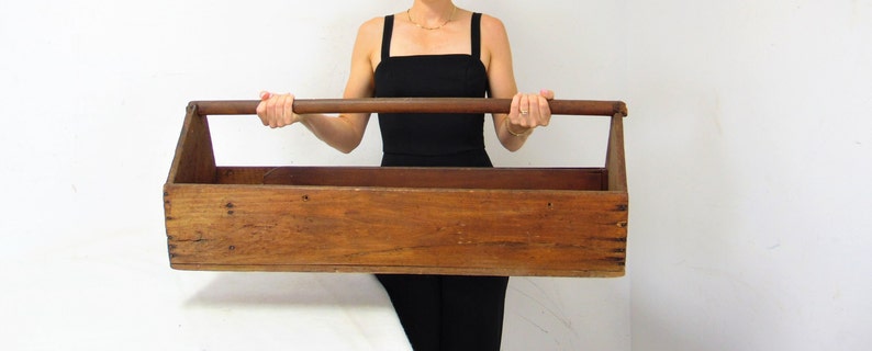 XL Antique Carpenter's Caddy Rustic Handmade Wood Box - Etsy