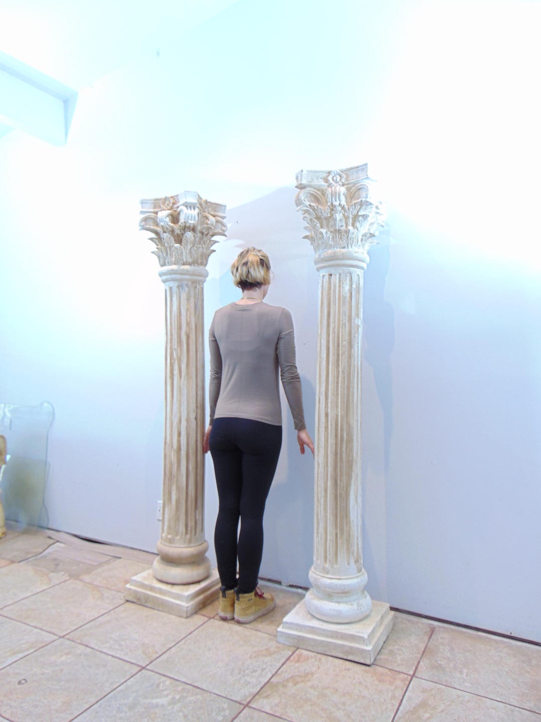 Pair of Wood Hand Carved Decorative Pillars - Etsy