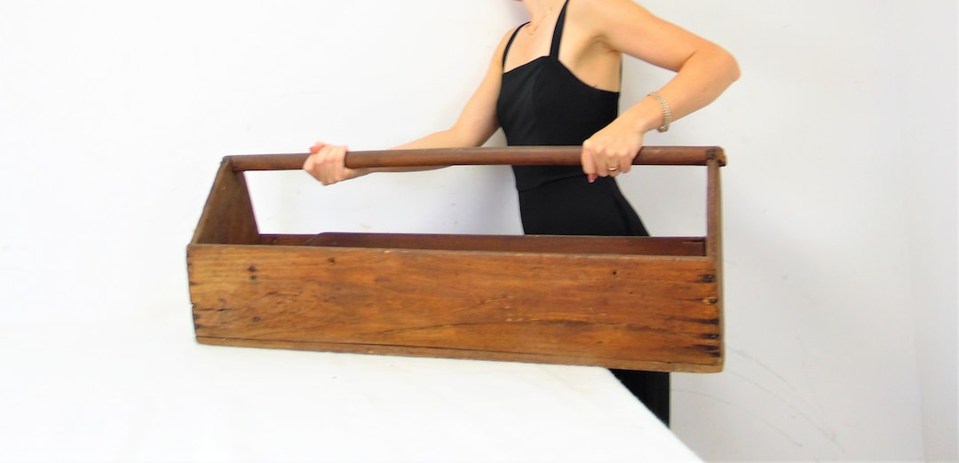 XL Antique Carpenter's Caddy Rustic Handmade Wood Box - Etsy