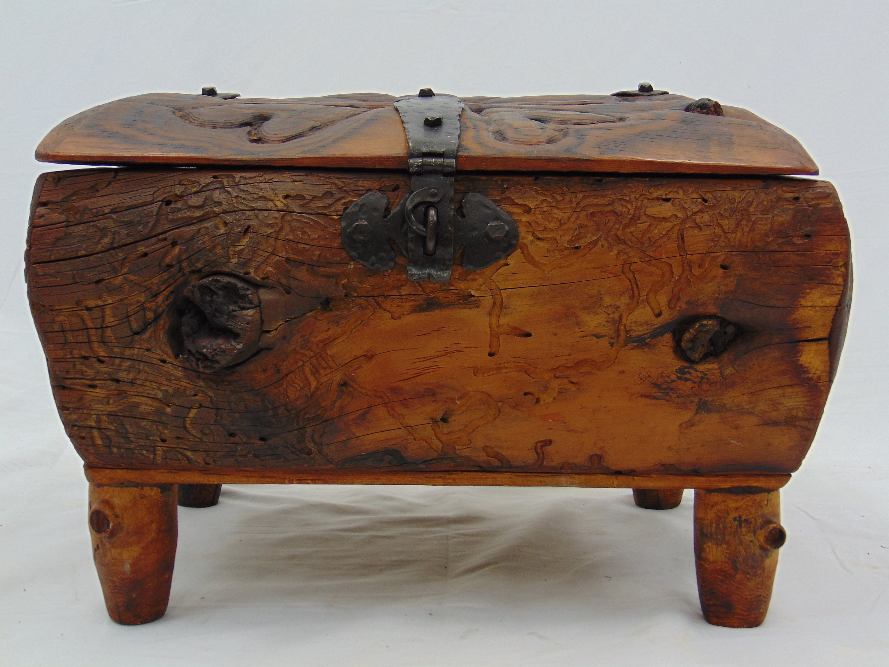 Vintage Antique Rustic Handmade Wormwood Trunk - Etsy