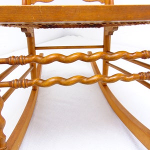 Antique Victorian Barley Twist Spindle Back Bird's Eye Maple Rocking ...