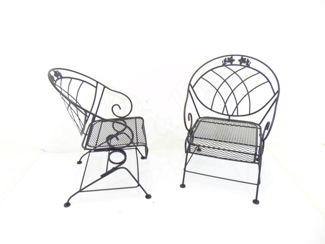 Pair of Vintage Woodard Springy Wrought Iron Patio Chairs - Etsy
