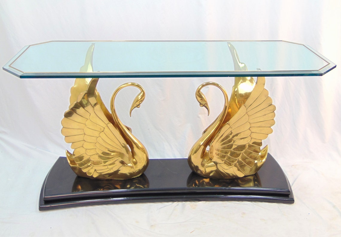 Glorious Vintage Brass Swan Entry Table Sofa Table | Etsy