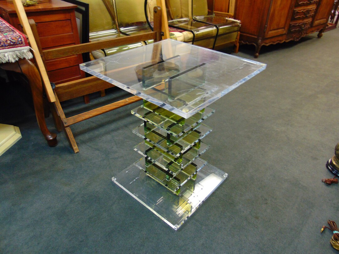 Vintage Stacked Acrylic Dining Table Base by Haziz - Etsy