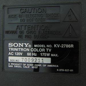 Vintage SONY Trinitron Color TV Model KV-2786R - Etsy